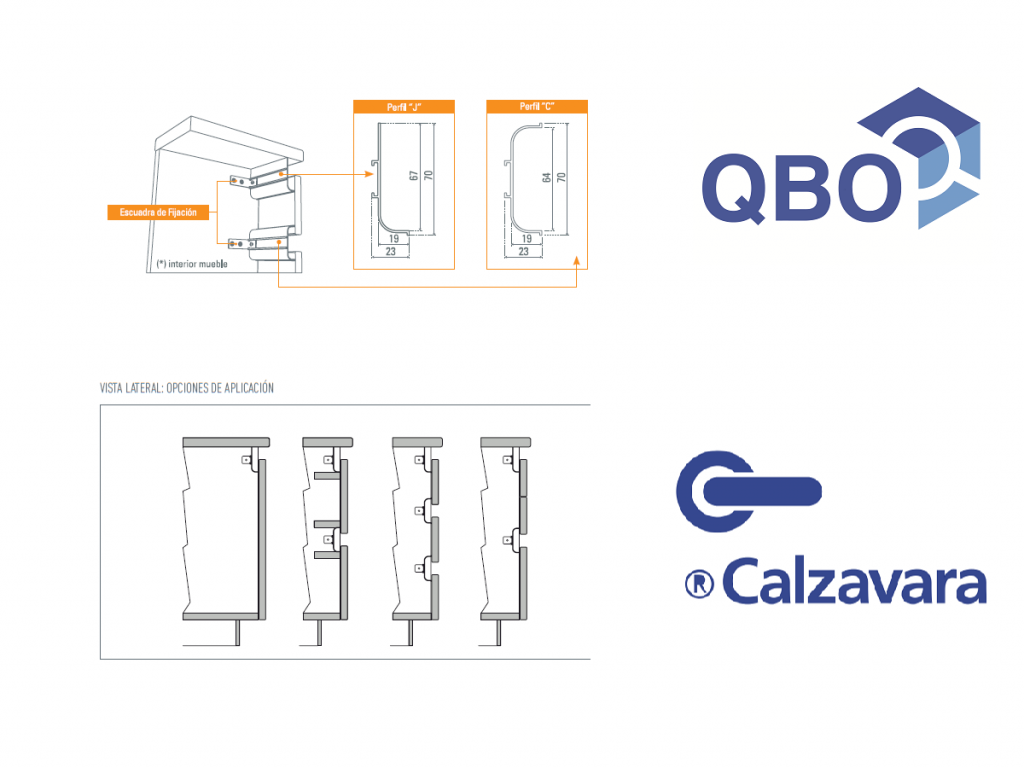 Perfil L de Aluminio 3 metros Para Tirador Escondido QBO - CALZAVARA